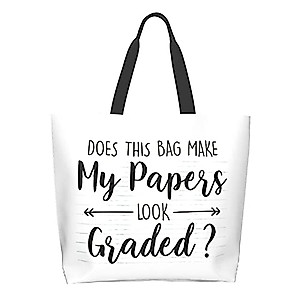 CURANI Women Tote Bags Top Handle Satchel Handbags Polyester Does This Bag Make My Papers Look Graded Shoulder Purse