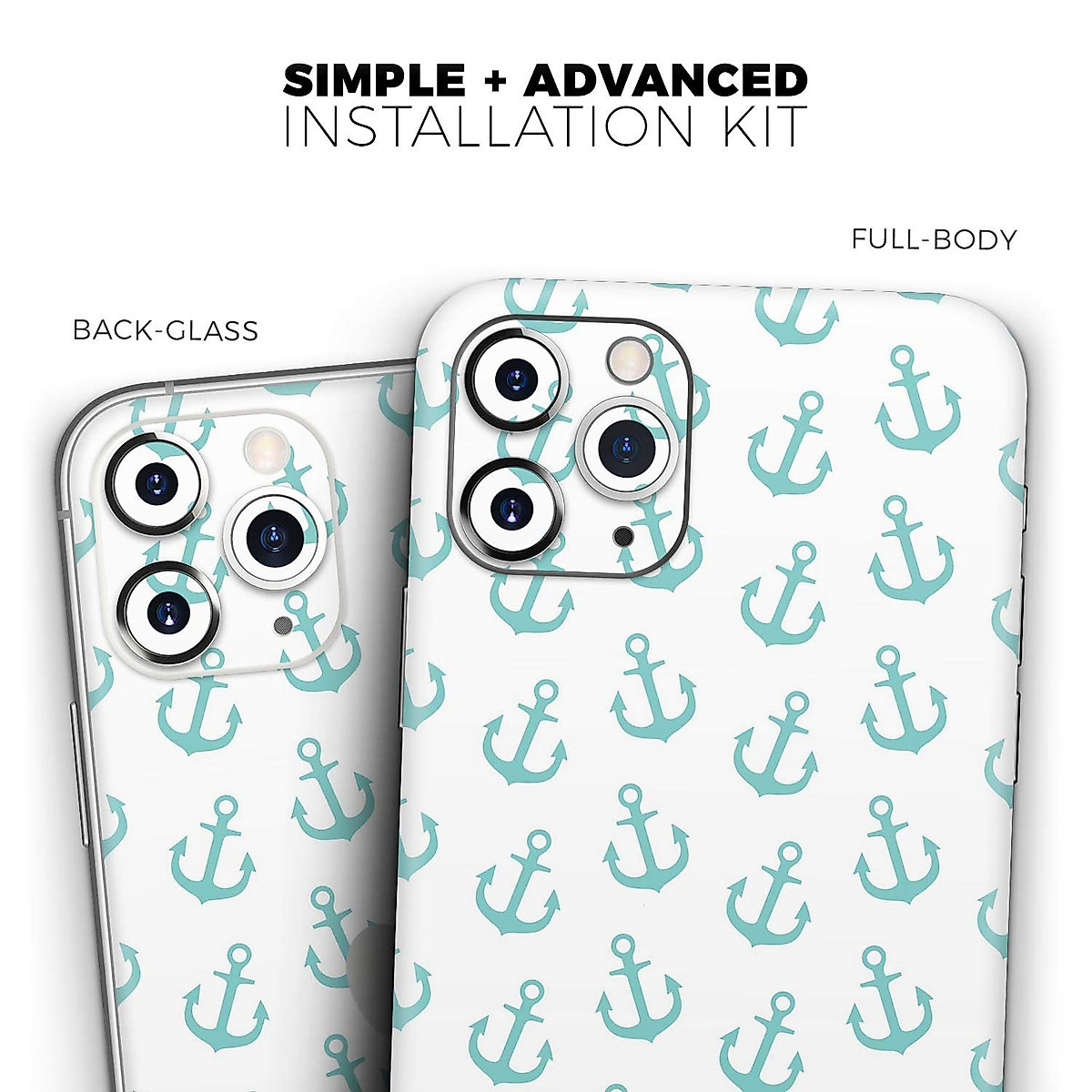 Design Skinz Teal Micro Anchors - DesignSkinz Protective Vinyl Decal Wrap Skin Cover Compatible with The Apple iPhone 5s/SE (2013-2019) (Full-Body, Screen Trim & Back Glass Skin)