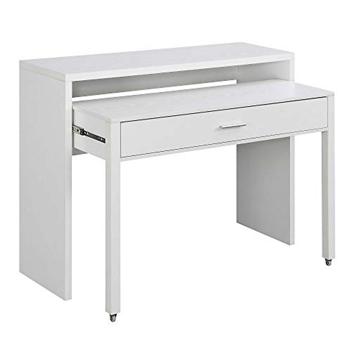Convenience Concepts Newport JB Console/Sliding Desk with Drawer and Riser, White