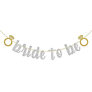 Silver Glitter Bride To Be Banner/Adventure Begins/Engaged/Wedding/Bridal Shower Party Decorations