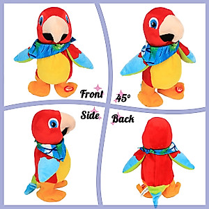 Hopearl Talking Parrot Repeats What You Say Walking Electric Interactive Animated Toy Speaking Plush Buddy Gifts for Toddlers Birthday Festival Holiday, 8''