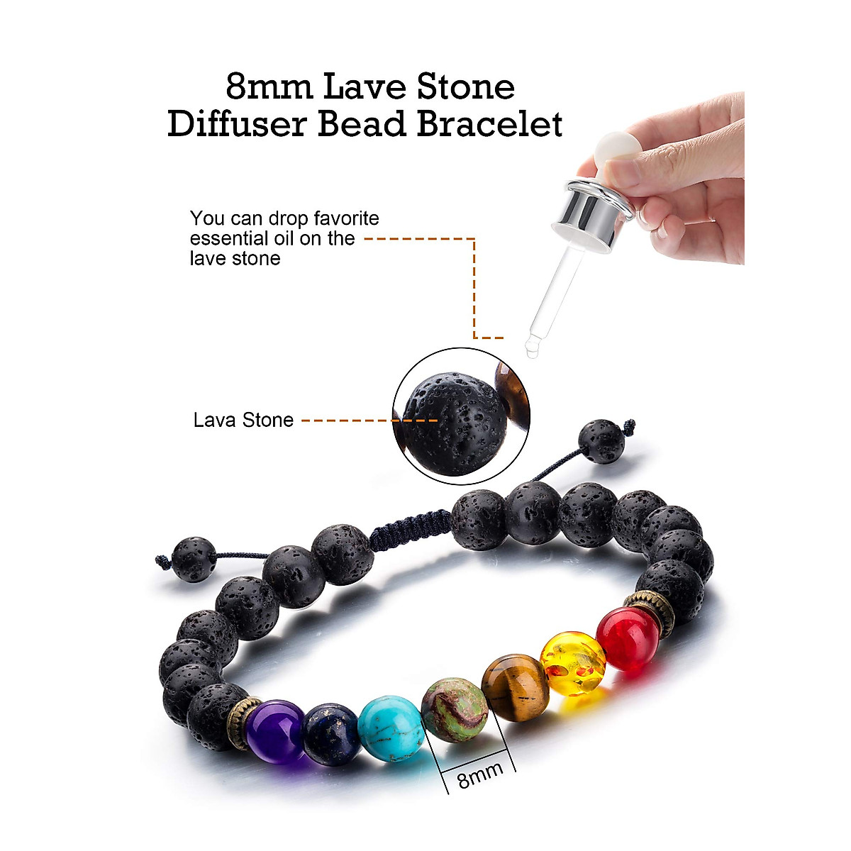 Tatuo Essential Oil Bracelet for Men Valentine's Day Birthday Gifts Diffuser Stone Lava Beads Bracelets for Aromatherapy