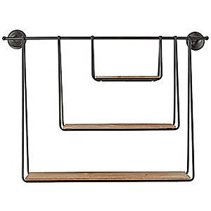 KALALOU Wood and Metal Triple Hanging Shelf, One Size, Gray