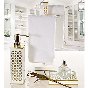 Creative Scents White Bathroom Accessories Set - Decorative 4 Piece Bathroom Accessory Set Includes: Soap Dispenser, Toothbrush Holder, Soap Dish and Tumbler, Gift Packaged (Diamond Lattice)