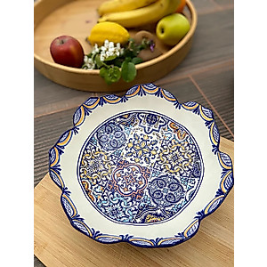 Alcoa Arte Portuguese Pottery Alcobaça Ceramic Decorative Salad Serving Bowl (Yellow), 8.5 in x 8.5 in x 3 in Inch (L x W x H), 175