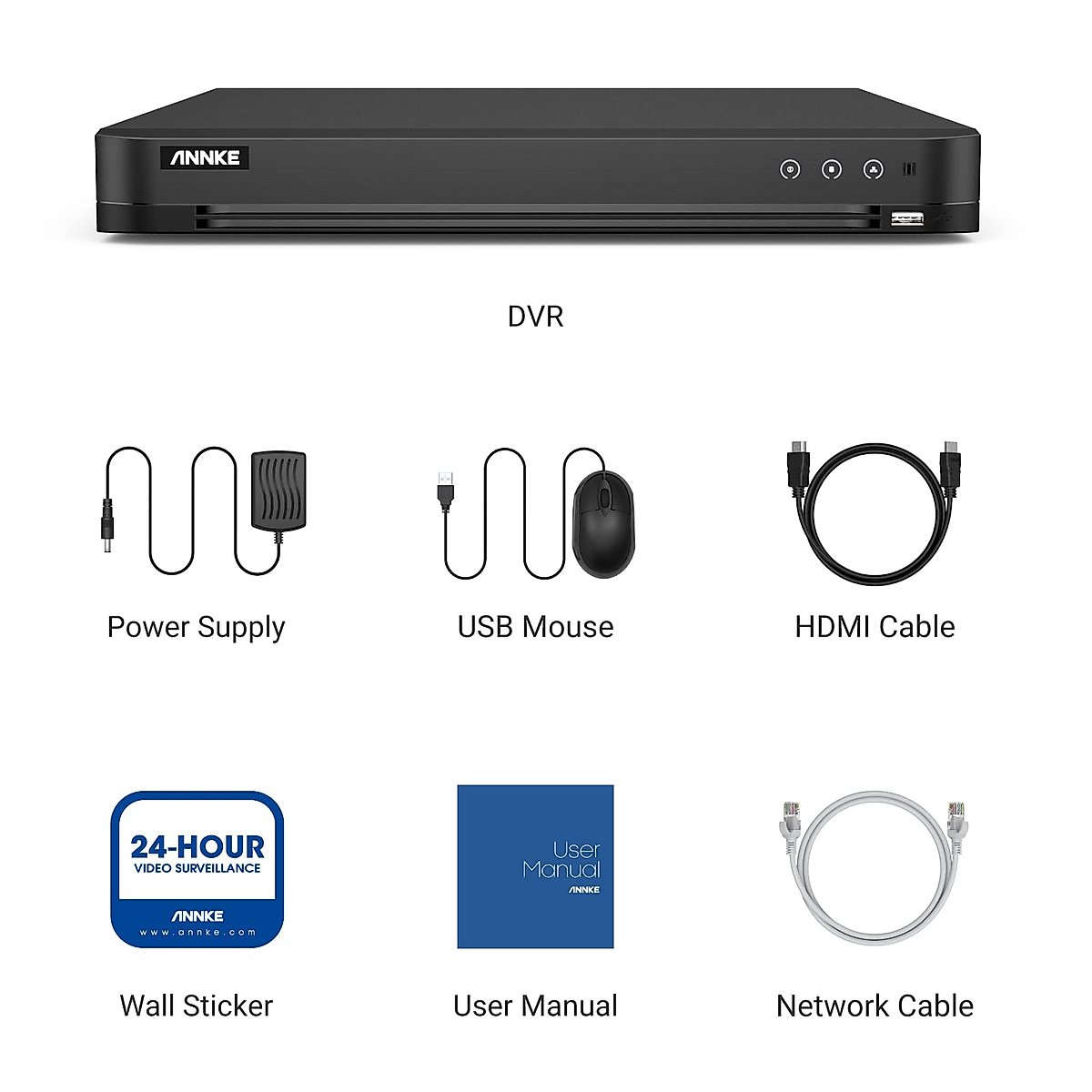 ANNKE 16CH 4K Security AI DVR with Motion Detection, 8MP H.265+ Surveillance CCTV Recorder for Home & Business, Compatible with Alexa, Easy Live View, Support TVI/AHD/CVI/CVBS/IPC Input, NO HDD
