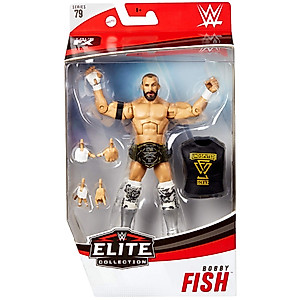 WWE Bobby Fish Elite Series #79 Deluxe Action Figure with Realistic Facial Detailing, Iconic Ring Gear & Accessories