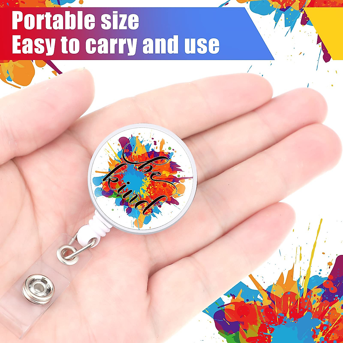 Junkin 6 Pack Pride Badge Reels Be Kind Badge Reels Retractable Rainbow Alligator Clip Scroll Funny Holder for Student Teacher Office School Worker Nurse ID Name Decoration Cute