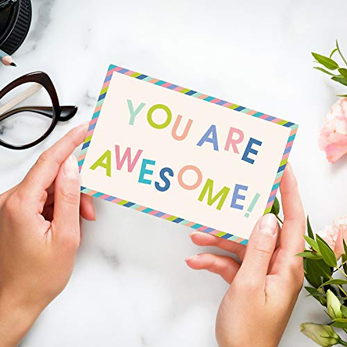 Sweetzer & Orange You Are Awesome Cards Postcards Pack (60 Post Cards) 4x6 Postcards for Kids and Adults. Positive Affirmations Cards, Kindness Cards, Employee Appreciation Awesome Notes