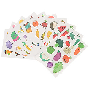 FOMIYES 10 Sheets of Kids Temporary Tattoos Fruit Vegetable Tattoo Stickers Cartoon Stickers Body Art Sticker Wall Stickers Kids Party Decorations Supplies