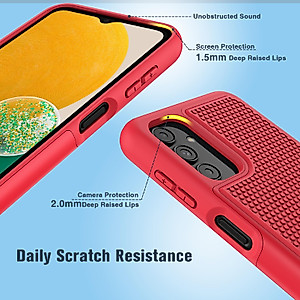 BNIUT for Samsung Galaxy A13 5G Case: Dual Layer Protective Heavy Duty Cell Phone Cover Shockproof Rugged with Non Slip Textured Back - Military Protection Bumper Tough - 6.5inch (Red)