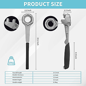 DURATECH Aluminum Drum Wrench, 3-in-1 Bung Wrench, Barrel Opener Tool for Opening 10 15 20 30 55 Gallon Drum, Fits 2" and 3/4" Plastic Bung Cap