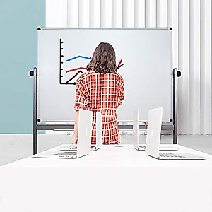 Large Double-Sided Magnetic Dry Erase Board， Mobile Whiteboard on Wheels with Rolling Stand, 40 X 28 Inch, Silver Gray Aluminium Frame