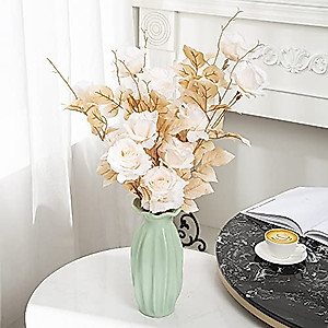 Diancom Artificial Flowers Roses Fake Flowers Silk Flowers Real Looking with Stems for DIY Wedding Bouquets Centerpieces Arrangements Party Home Decorations and Outdoors (4pcs White)…