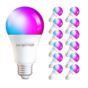 DAYBETTER 12 Pack Smart Light Bulbs, Smart Bulbs That Compatible with Alexa & Google Assistant, Led Color Changing Light Bulbs, Dimmable A19 E26 800LM Multicolor Led Light Bulbs, No Hub Required
