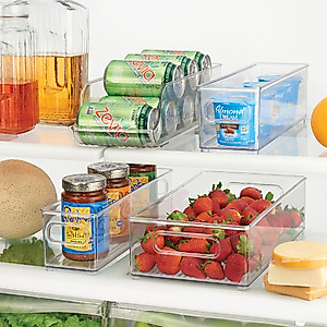 iDesign BPA-Free Plastic Water Bottle and Drink Holder Fridge Organizer Bin for Kitchen, Basement, Garage Fridge – 13.7" x 5.4" x 4.1", Clear Plastic