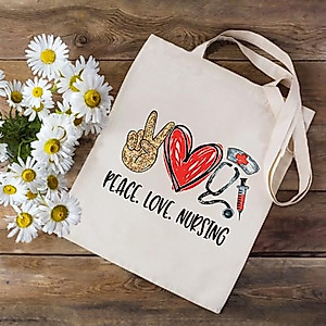 JXGZSO Nursing bag for nurses Nursing Work Tote Bag Peace Love Nursing Makeup Bag Graduation Gift For Nurse