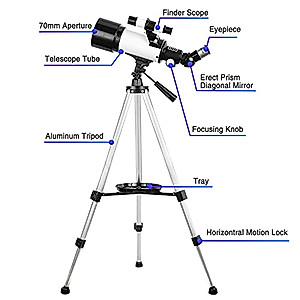 Telescopes for Adults, 70mm Aperture 400mm AZ Mount, Telescope for Kids Beginners, Fully Multi-Coated Optics, Astronomy Refractor Telescope Portable Telescope with Tripod, Phone Adapter, Backpack
