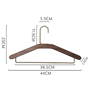 GRETD Walnut Hangers Brass Hooks Wood Coat Hangers Trousers Hanger Clothing Store Display Hooks Wardrobe Organizer