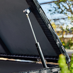 Glitzhome Patio Outdoor Deck Box, 140 Gallons Oversized All-Weather Cushion Wicker Storage Trunk Waterproof, Outside Storage Bin for Patio Furniture Covers, Cushion Pillows, Towels, Garden Tools,