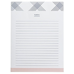 Graphique Blue Plaid Large Notepad, Modern “Notes” Notepad with 150 Tear-Off Sheets and Chic Design, Perfect for Kitchen Counters, Nightstands, Desks, and More, 6" x 8"