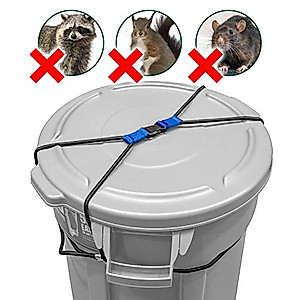 Encased Trash Can Lock for Animals/Raccoons, Bungee Cord Heavy Duty Large Outdoor Garbage Lid Lock (Trash Can NOT Included)