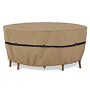 Round Outdoor Furniture Cover,Waterproof Patio Furniture Cover, Tear-Resistant, Durable Windproof Dustproof Outdoor Cover for Garden,152x58cm,Yellow…, Khaki