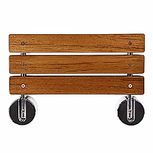 20" Teak Wood Modern Folding Shower Seat Bench, Clear Coated for Protection and Premium Smooth Finish, Medical Wall Mount Foldable Fold Up Chair Bathroom Stool Foldaway Shower Seating