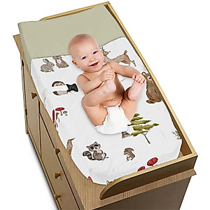 Sweet Jojo Designs Woodland Forest Animals Boy Girl Gender Neutral Unisex Baby Changing Pad Cover Infant Newborn Diaper Table Change Mat Sheet Animal Friends Brown Bear Fox Hedgehog Deer Watercolor