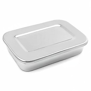 QWORK Stainless Steel Instrument Tray Organizer with Lid, 2 Pack, 8" Container, Instruments Solid Box, Square Sterilization Box Container for Lab Instrument Supplies