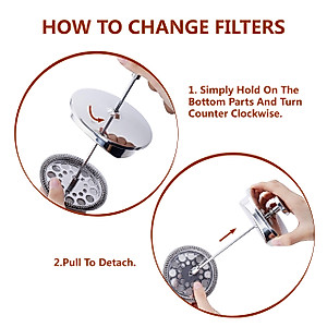 Magicafé French Press Coffee Maker – Single Serve 1 Cup Small Stainless Steel Thermal Double Walled French Press 350ML/12OZ