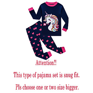 Unicorn Little Girls Pajamas for Kids 100% Cotton Pjs Size 5