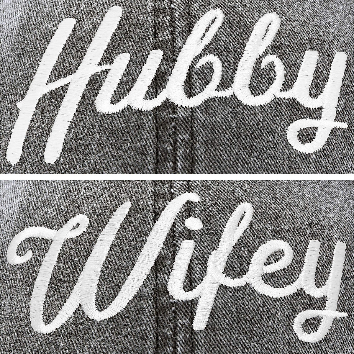 DALIX Wifey Hubby Couples Dad Hats Baseball Caps Gift Set of 2 in Washed Black