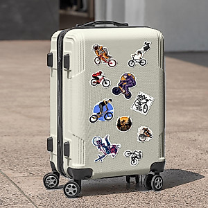 50 Pack Pcs BMX Bike Stickers for Water Bottles Waterproof Vinyl Laptop Luggage Scrapbooking Transportation Biking Sticker Packs Bulk Set Teens Adults Boys Aesthetic Small Decals