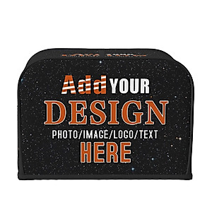 Custom 2/4 Slice Toaster Cover, Personalized Design Photo Text Toaster Appliance Dust-proof Cover Customized Waterproof Washable Toaster Oven Cover with Hook (Black, Medium-for 4 Slice)