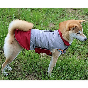 Vecomfy Reversible Dog Coats for Small Dogs Waterproof Warm Dog Jacket for Cold Winter,Red and Grey M