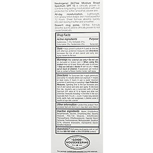 Neutrogena Oil Free Daily Long Lasting Facial Moisturizer & Neck Cream - Non Greasy, Oil Free Moisturizer Won't Clog Pores - SPF 15 Sunscreen & Glycerin, 4 fl. oz (Pack of 3)