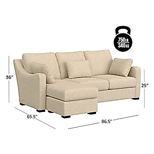 Hillsdale York Upholstered Modern Sectional Sofa Fabric Couch, Sand