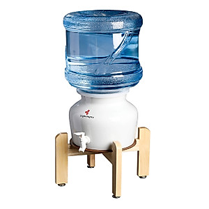 Sighompro Countertop Ceramic Porcelain Water Jug Dispenser with Faucet and Gasket, with Wooden Stand. Mostly Used for 3 Gallon and 5 Gallon Water Bottles