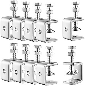 10 Pcs 304 Stainless Steel C Clamp Mini Tiger Clamp 1Inch Heavy Duty Metal U Clamps with Stable Wide Jaw Opening for Mounting Metal Working Woodworking(10 Pcs, 1 3/16 Inch)