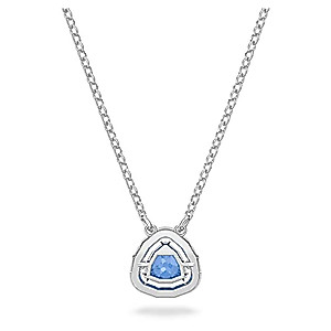 SWAROVSKI Millenia Pendant Necklace with a Blue Trilliant Cut Crystal on a Rhodium Finish Setting and White Crystal Pavé on a Simple Chain, Part of the Millenia Collection