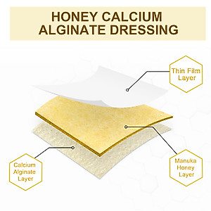 Ceeport Manuka Honey Calcium Alginate Wound Dressing, 2"x 2" High Absorbency Honey Wound Dressing with Calcium Alginate, Medical Grade Manuka Honey Wound Care Bandages Patches for Wounds(Pack of 10)