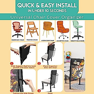 Stuffed Animal Storage Pocket for kids chair or Bed - Over Chair Organizer for Stuffies, Baby Ideas Holder, Toy Plush Storage/Hammock Hanging Storage Net Big Girls Toddler Large Bag Animals Black