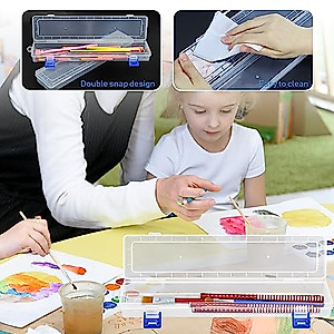 Fireboomoon 3 Pack Translucent Plastic Paint Brush Holder, Long Paint Brushes Watercolor Pens Pencils Drawing Tools Storage Box Container Case(13" x 2.8" x 1.4")