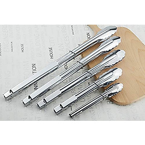 HINMAY Stainless Steel Serving Tongs Grilling Tongs Kitchen Pliers for Cooking Camping Barbecue (12-Inch 3 Pieces)