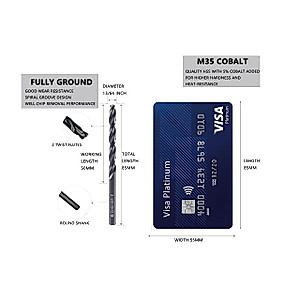 DelitonGude 13/64''inch HSS M35 Cobalt Twist Drill Bits,High Speed Steel,Pack of 10,Suitable for Steels,Cast Iron,Stainless Steel,Copper and Other Hard Metals（13/64inch）