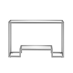 Henn&Hart 47.75" Wide Rectangular Console Table in Satin Nickel, Entryway Table, Accent Table for Living Room, Hallway