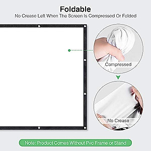 DBPOWER Projector Screen 100 inch, 16:9 HD 3D Foldable Anti-Crease Portable Projector Movie Screen for Home Theater Indoor Outdoor Support Double Sided Projection
