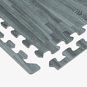 Forest Floor 3/8 Inch Thick Printed Foam Tiles, Premium Wood Grain Interlocking Foam Floor Mats, Anti-Fatigue Flooring, 24 in x 24 in