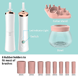 Senbowe Upgraded Makeup Brush Cleaner and Dryer Machine, Electric Cosmetic Automatic Brush Spinner with 8 Size Rubber Collars, Wash and Dry in Seconds, Deep Cosmetic Brush Spinner for Brushes